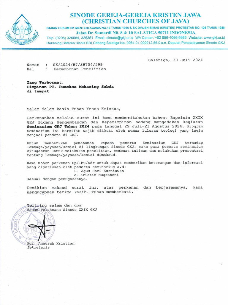 Permohonan Penelitian Di PT. RMS | PDF