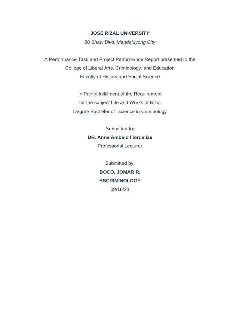 Jose Rizal University | PDF