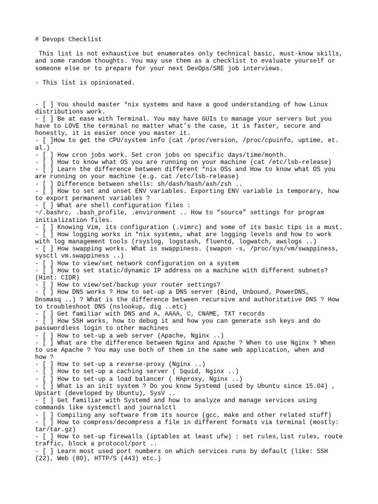Devops Checklist | PDF
