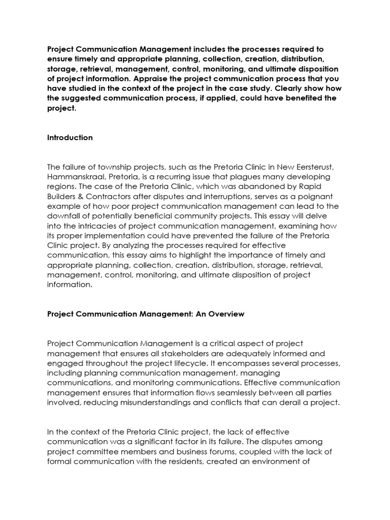Project Communication Management Case Study | PDF
