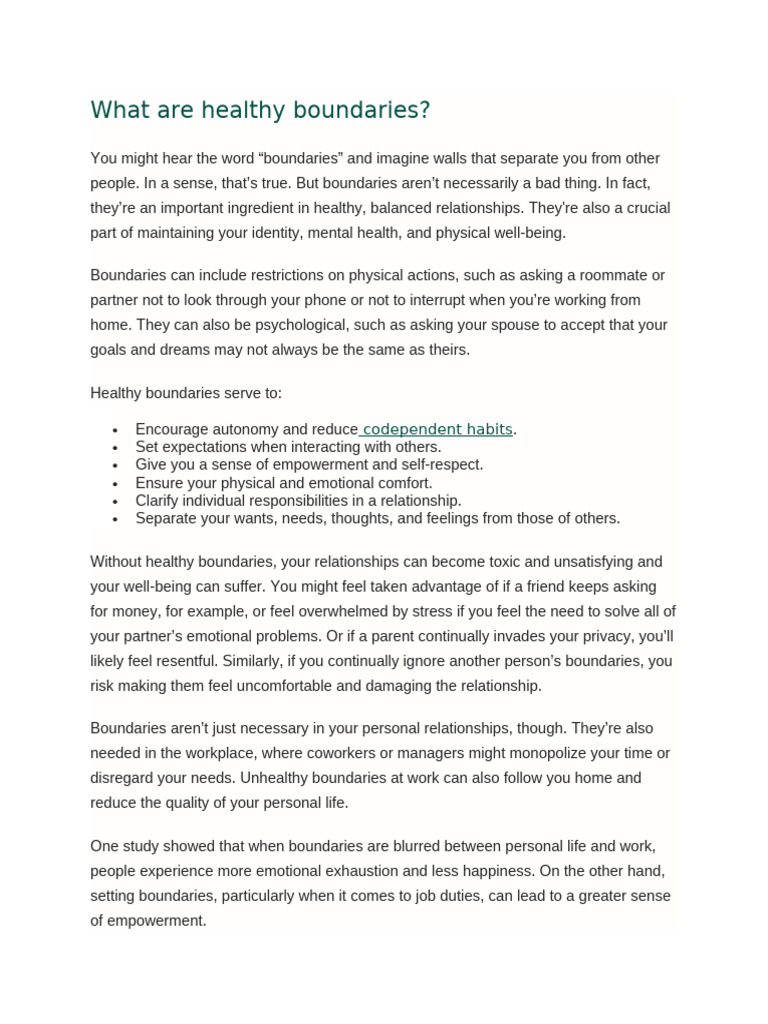 Understanding Healthy Boundaries | PDF | Feeling | Lifestyle