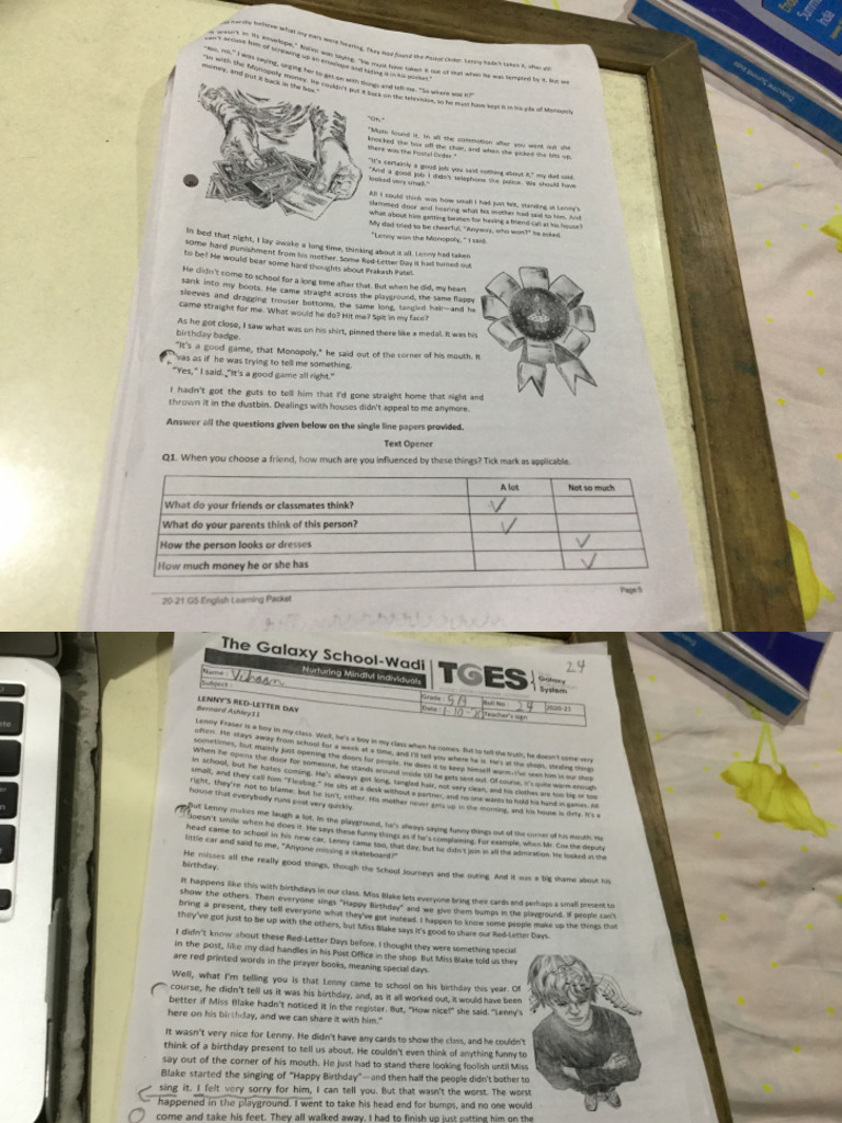 Lenny's Red Letter Day Task B | PDF