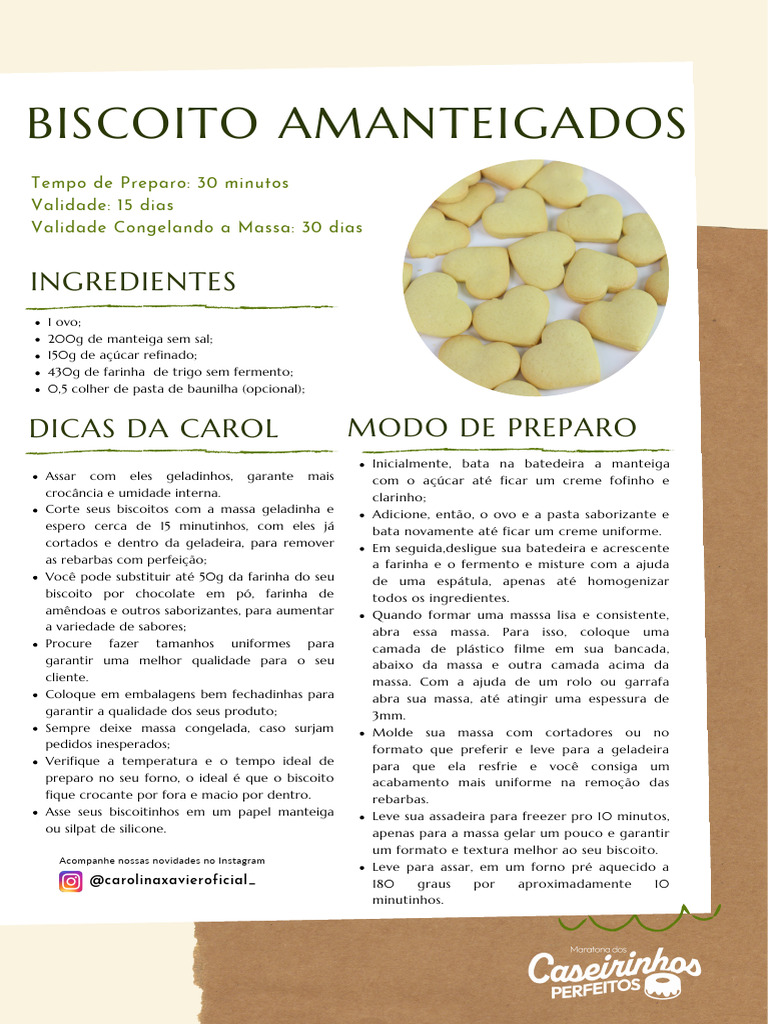 Biscoitinho Amanteigado Da Carol | PDF | Bolacha | Massa