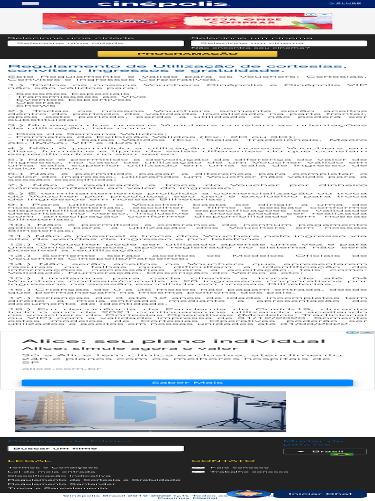 Regulamento - Cinépolis | PDF