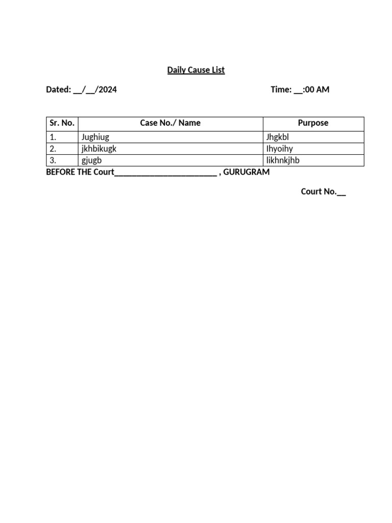 Daily Cause List | PDF