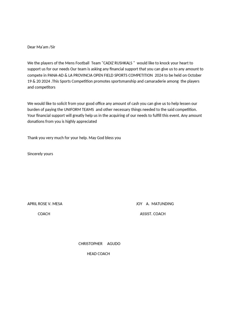 Solicitation Letter 2 | PDF