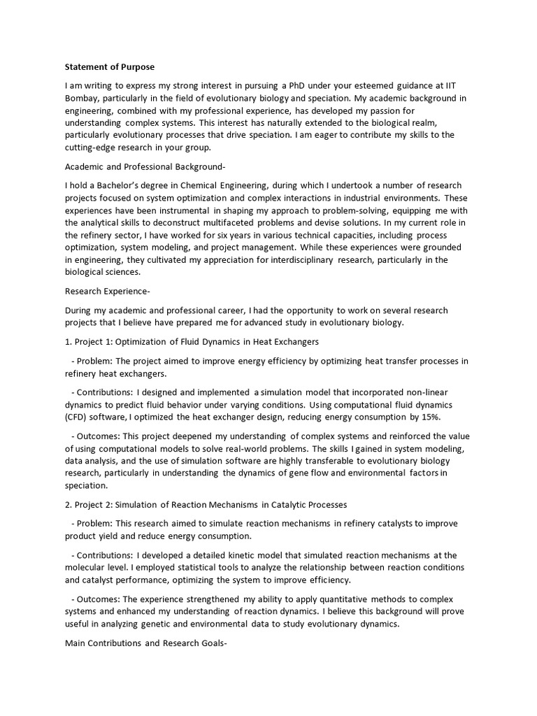 Statement of Purpose | PDF