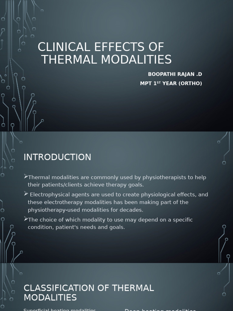 Clinical Effects of Thermal Modalities | PDF