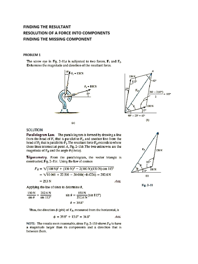 Resultant and Components of Forces | PDF