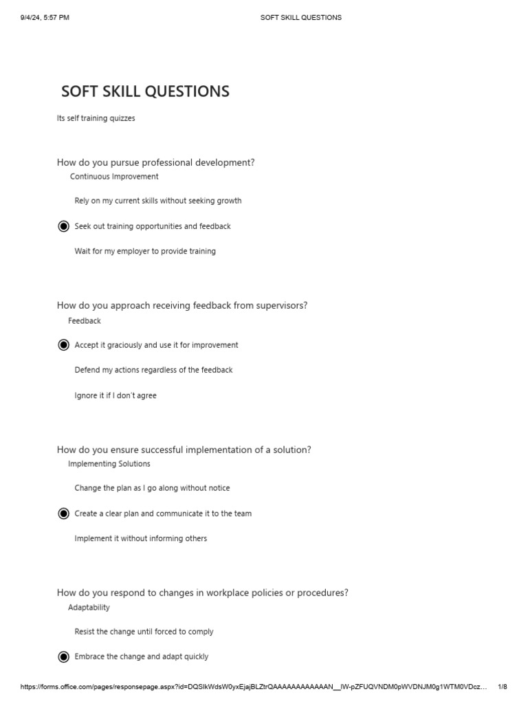 Soft Skill Questions | PDF