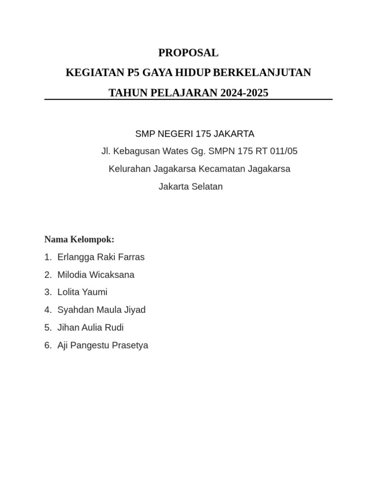 Proposal P5 Semester Ganjil 2024 | PDF