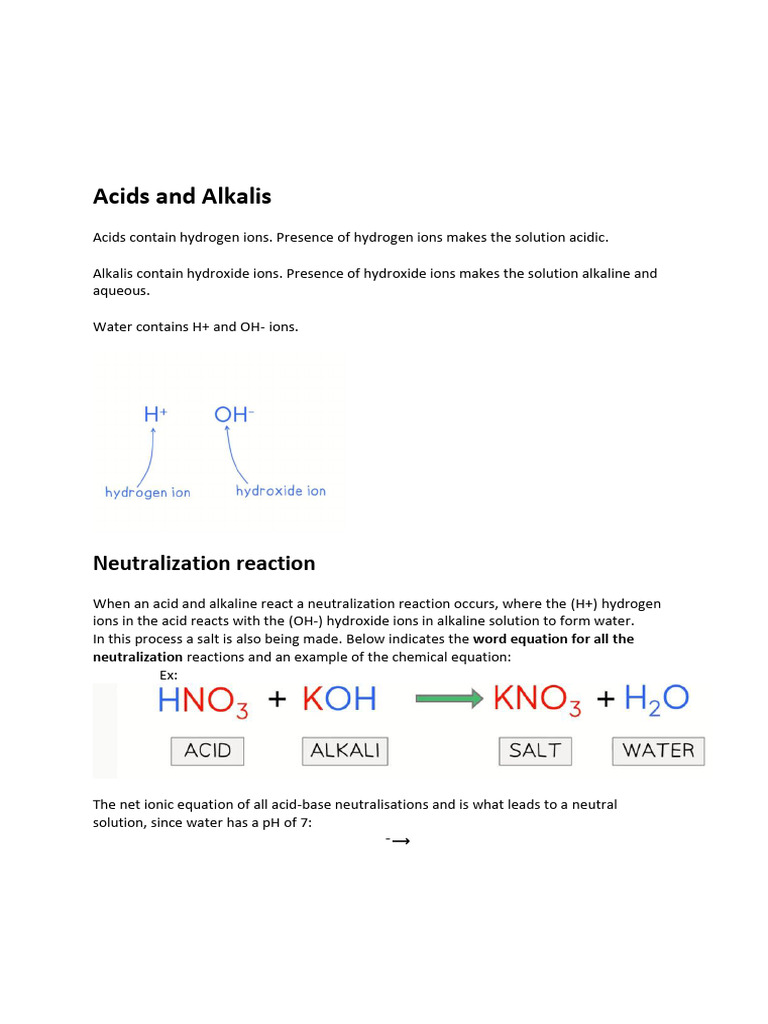 Acids Alkalines and Neutralisation | PDF
