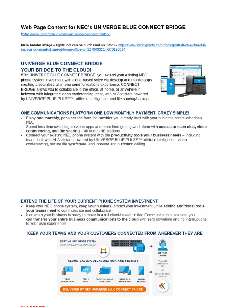 CONNECT BRIDGE Web Page Content | PDF