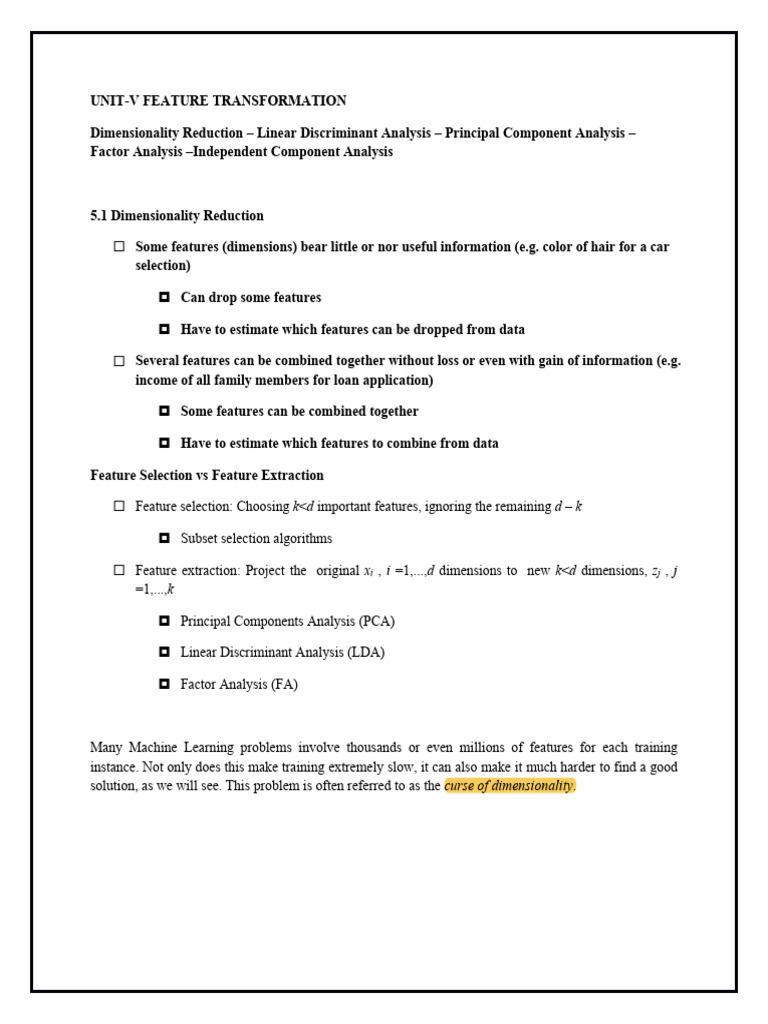 Feature Transformation | PDF