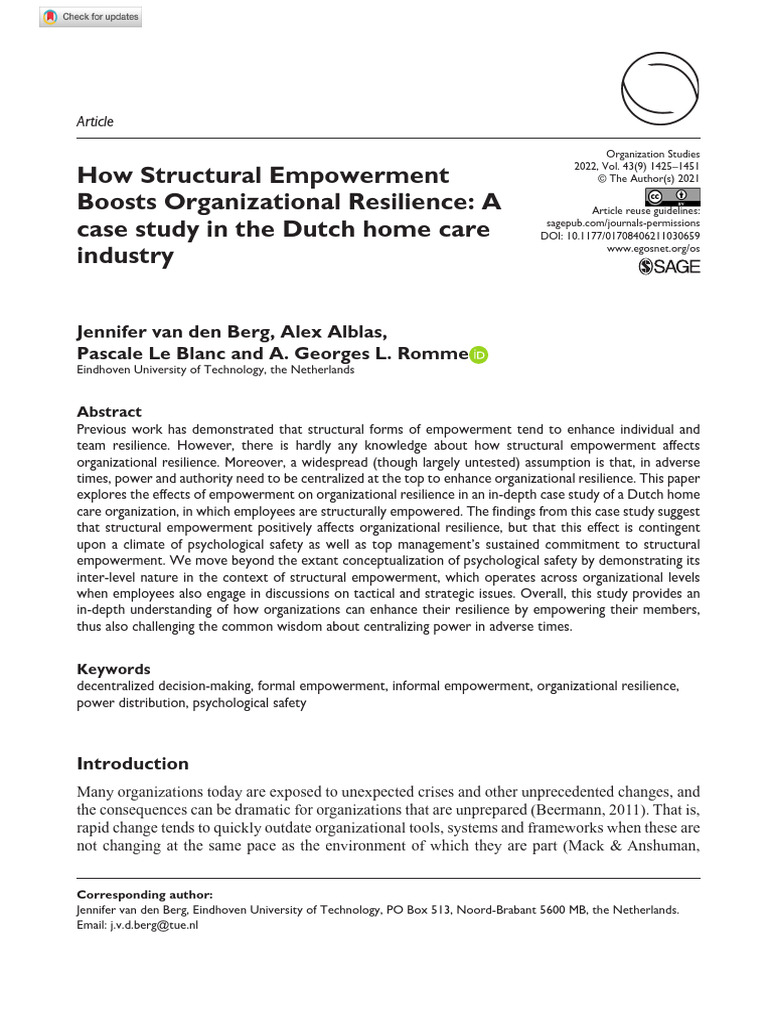 How Structural Empowerment Boosts Organizational Resilience: A Case ...
