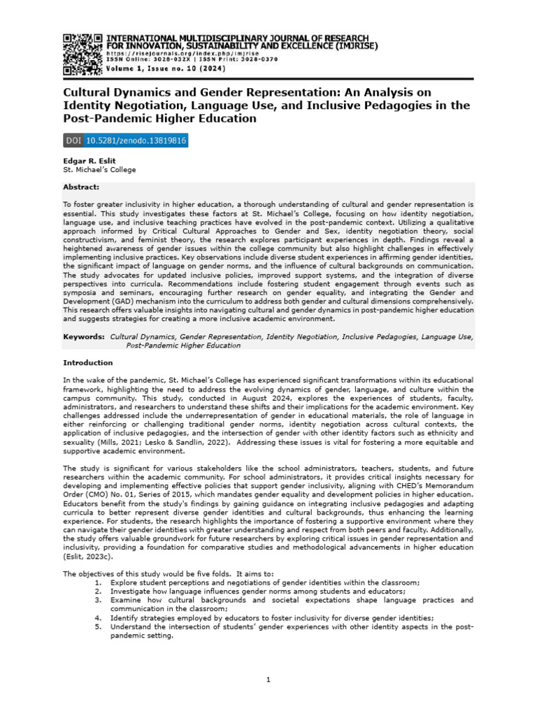 Gendered Narratives Sumitted 9 8 24 IMJRISE 2024 | PDF