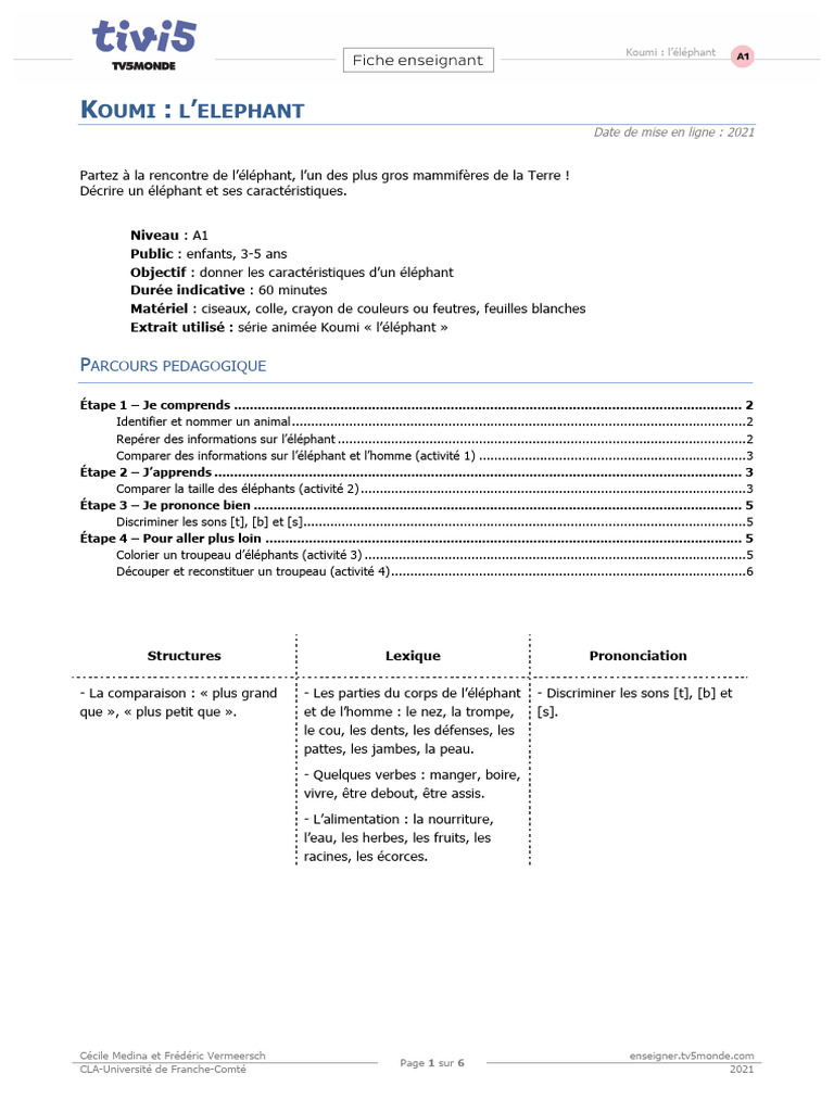 Jeunesse Koumi Elephant A1 Ens | PDF