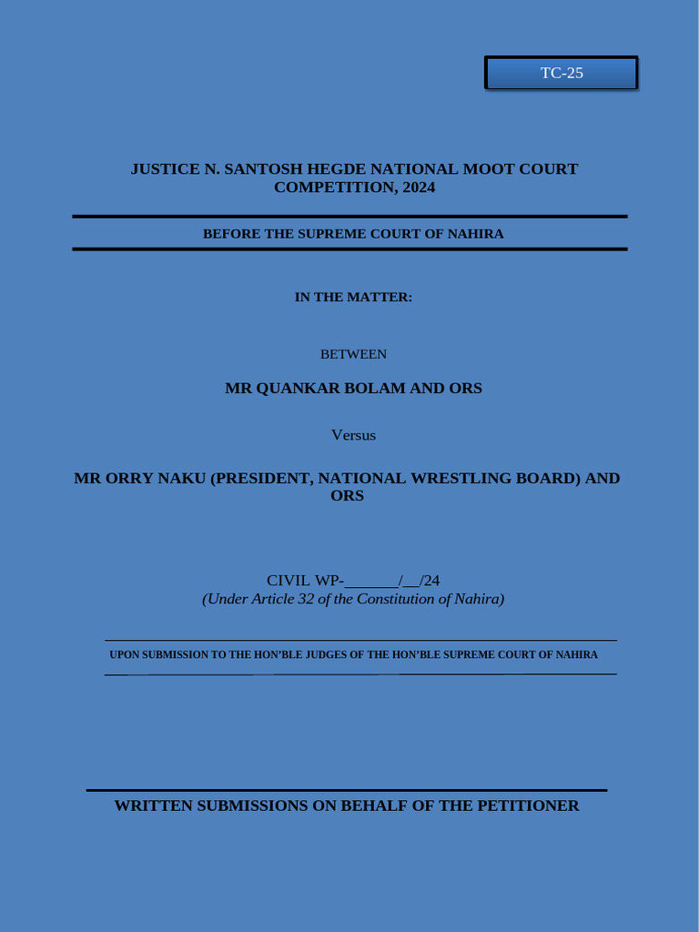 Alliance University Moot | PDF | Writ | Law
