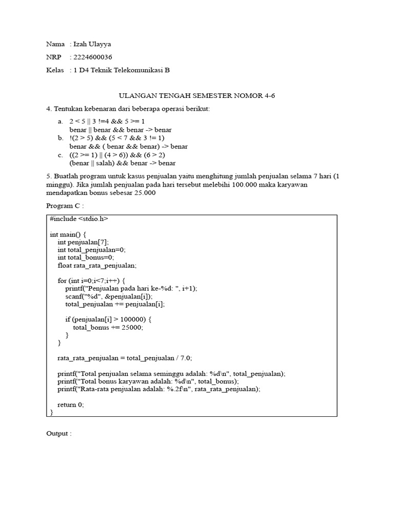UTS Dasar Pemrograman | PDF