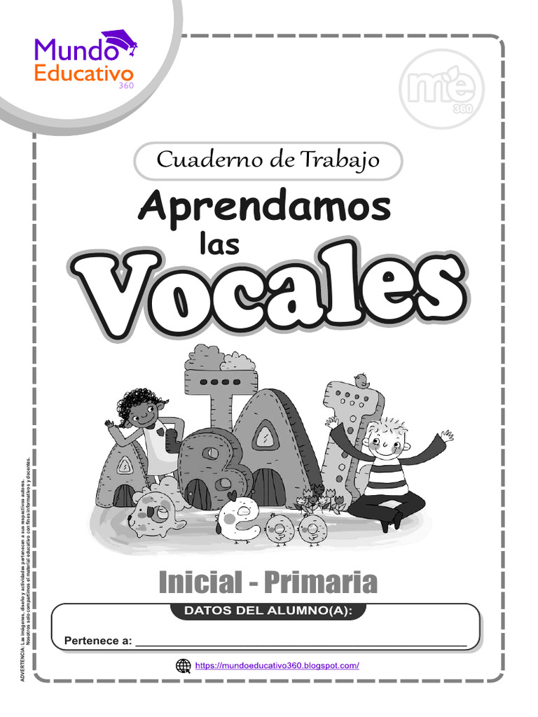 Cuaderno Aprendamos Las VOCALES (I Tomo) | PDF