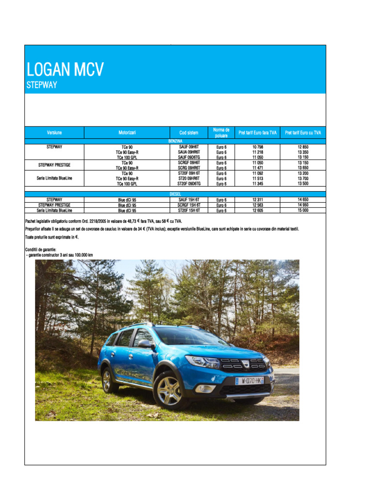 Dacia Logan MCV STEPWAY Mai 2020 | PDF