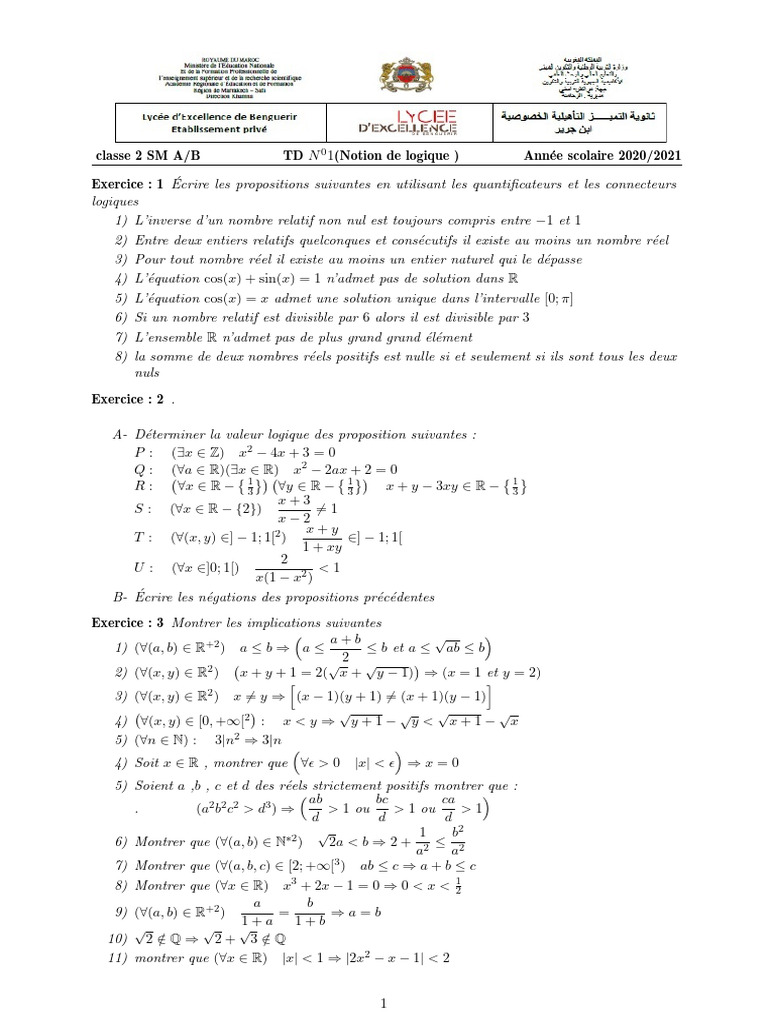 TD N°1 (Logique) - 1 | PDF