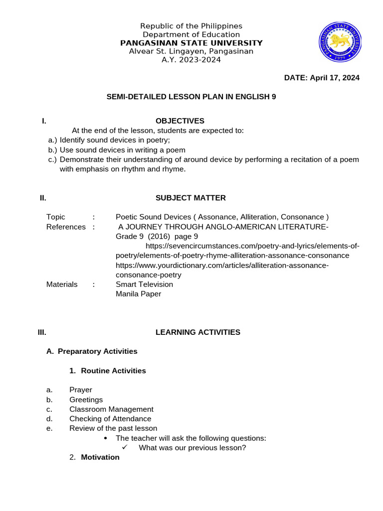 Bugasto-Jenny-P-Semi-detailed - Lesson - Plan (1) Field Study | PDF