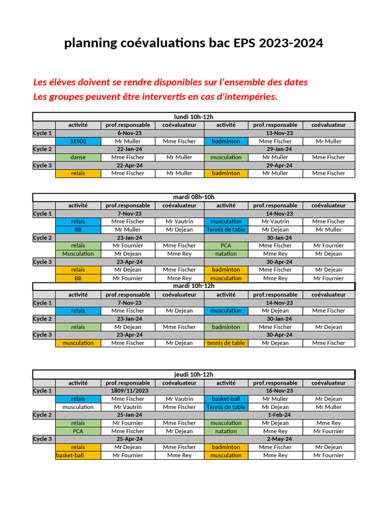 planning coévaluations bac 2023-2024 | PDF