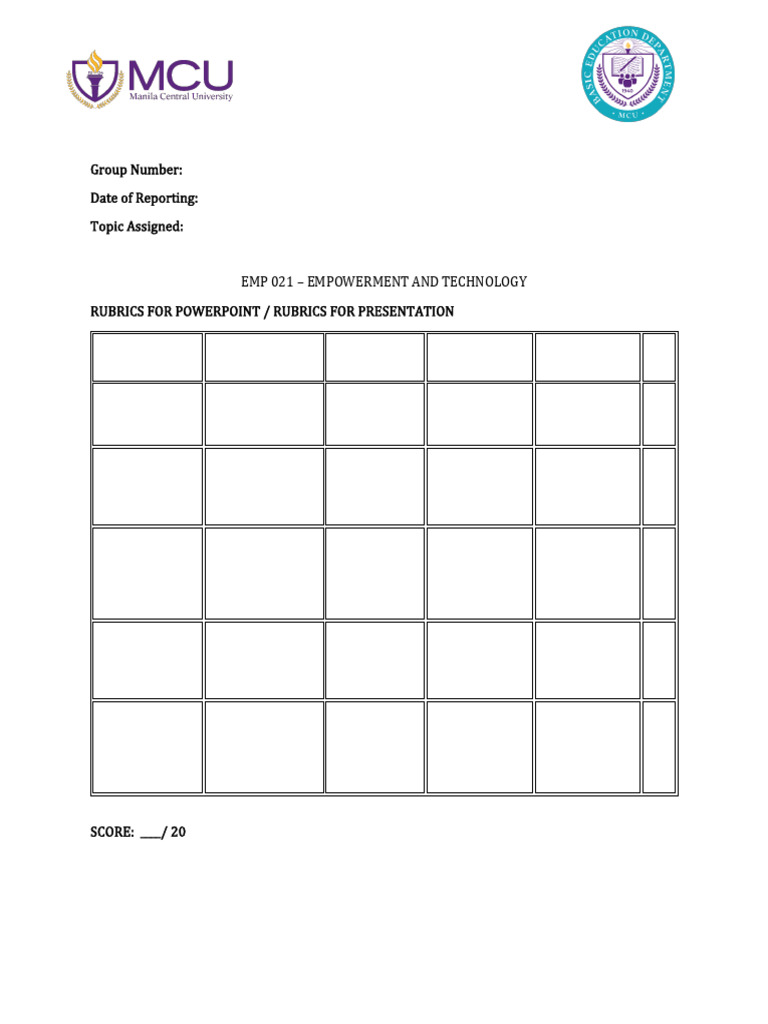 Rubrics For Reporting and Powerpoint | PDF