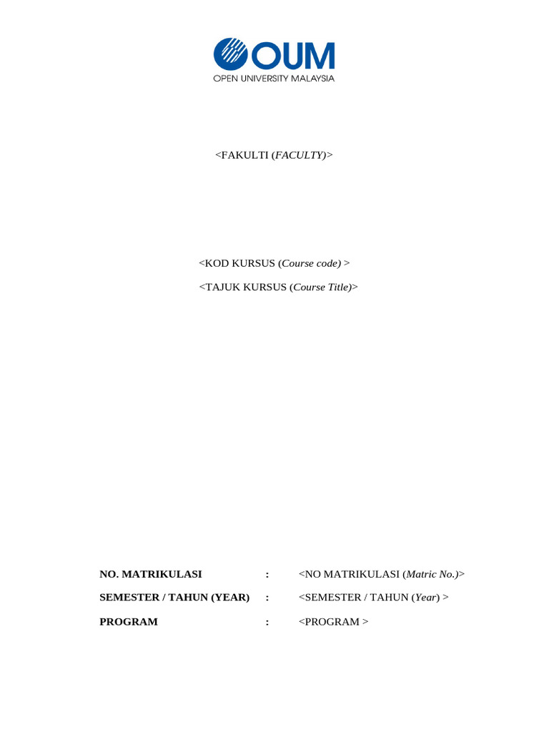 Assignment Template - Eng & BM - Sept 2024 - 05092024 | PDF