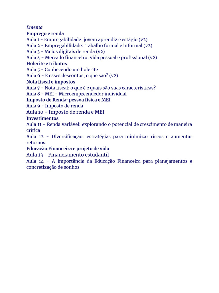 Ementa Corrigida | PDF