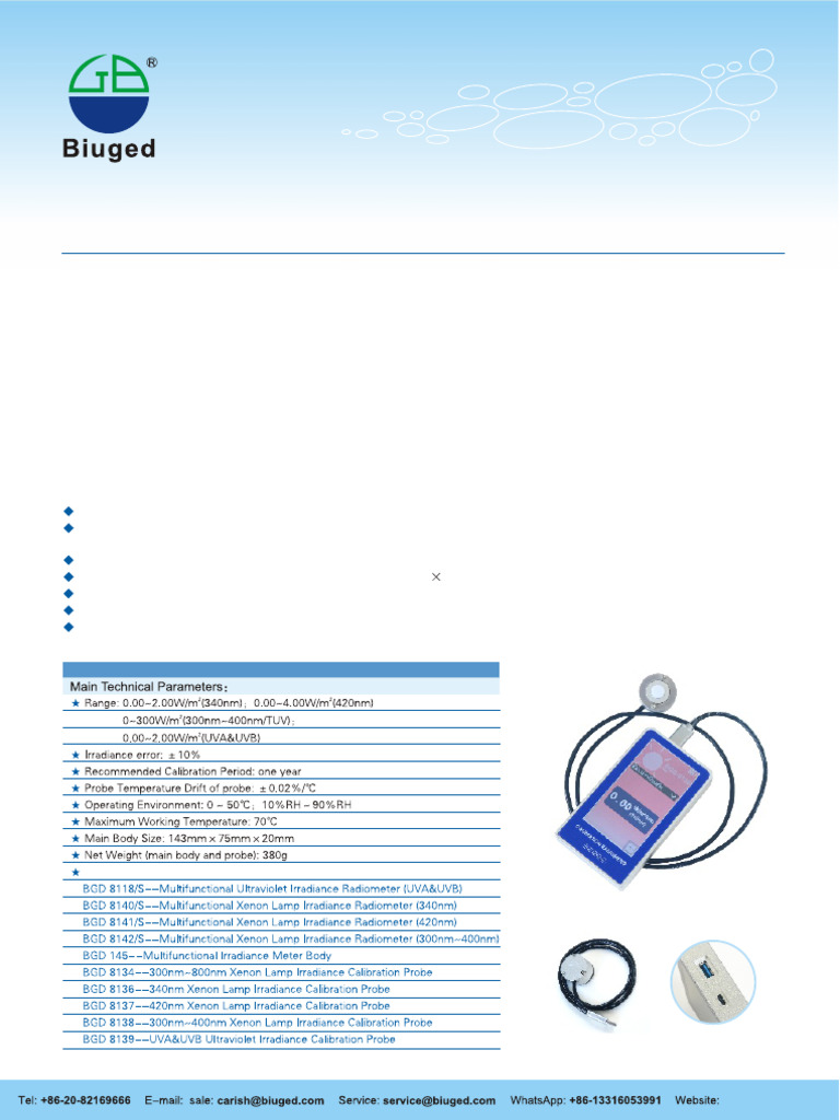 BGD 8140-S Multifunctional Irradiance Radiometer | PDF