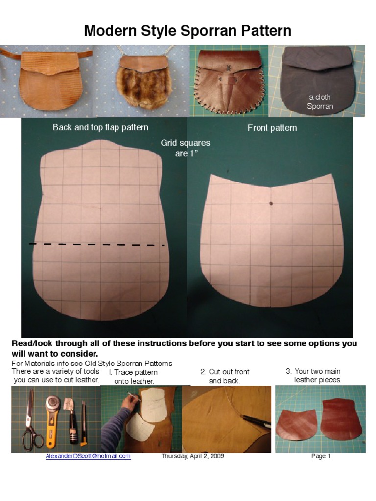 Modern Sporran Pattern | PDF | Sewing | Clothing