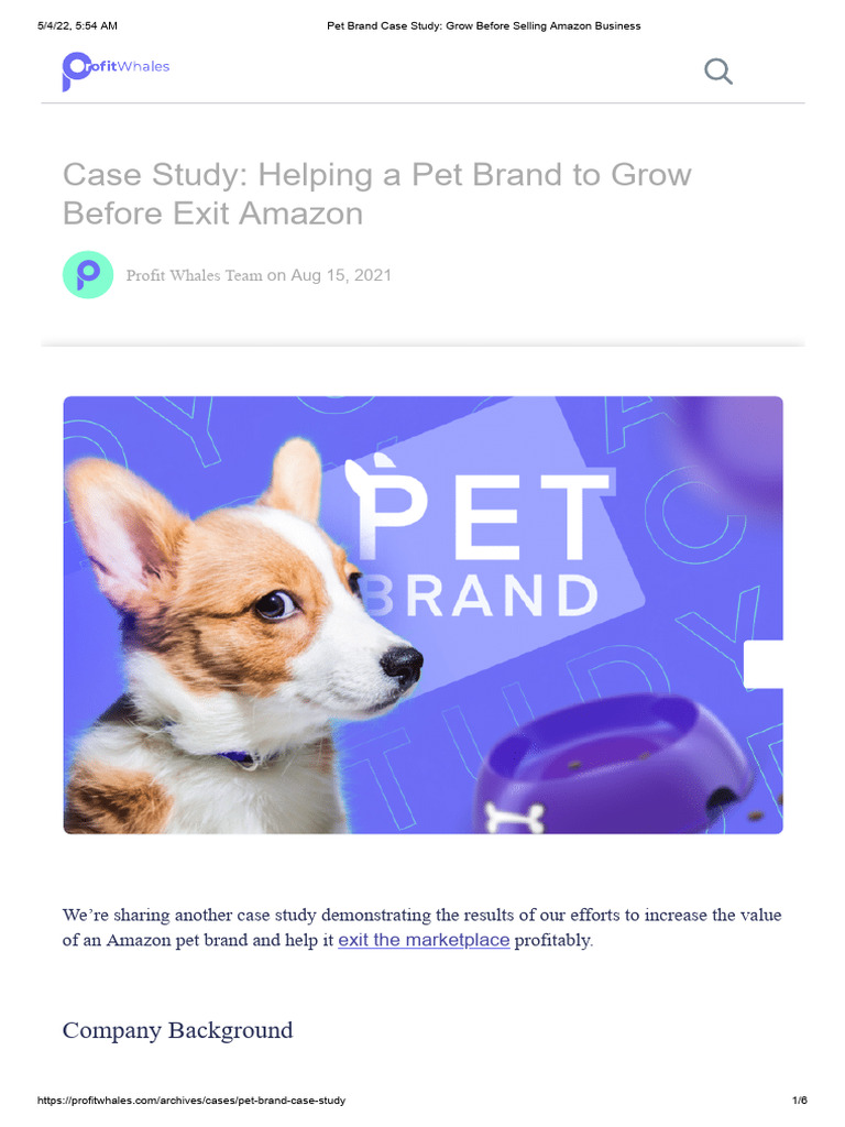 Pet Brand Case Study - Grow Before Selling Amazon Business | PDF