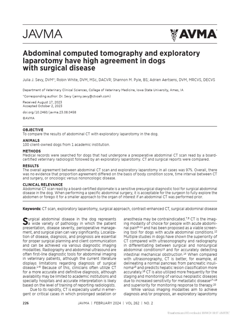 Javma-Javma 23 08 0458 | PDF | Ct Scan | Wellness