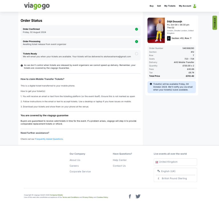 Diljit Dosanjh Tickets 4 October | PDF