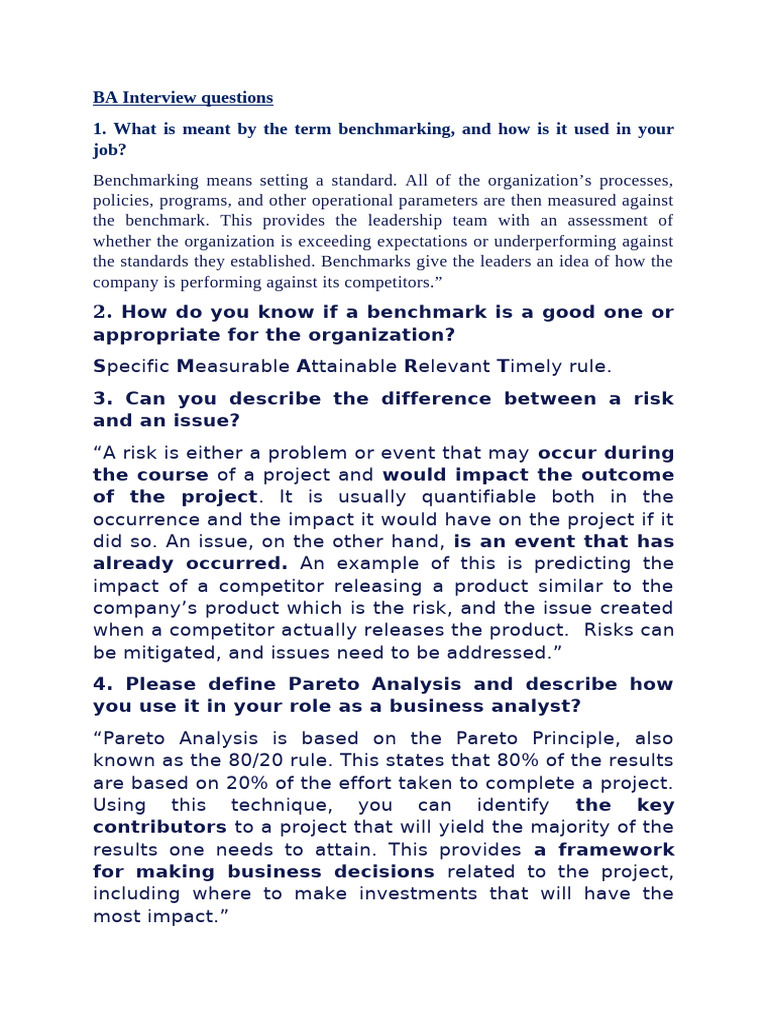 BA Interview Questions | PDF