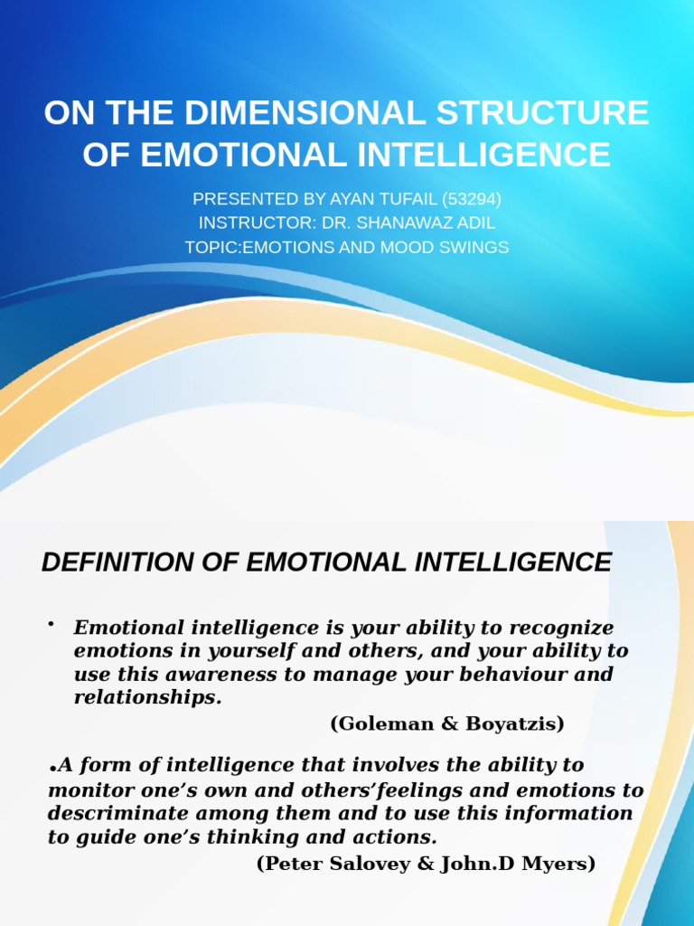 On the Dimensions of Emotional Intelligence (1) | PDF