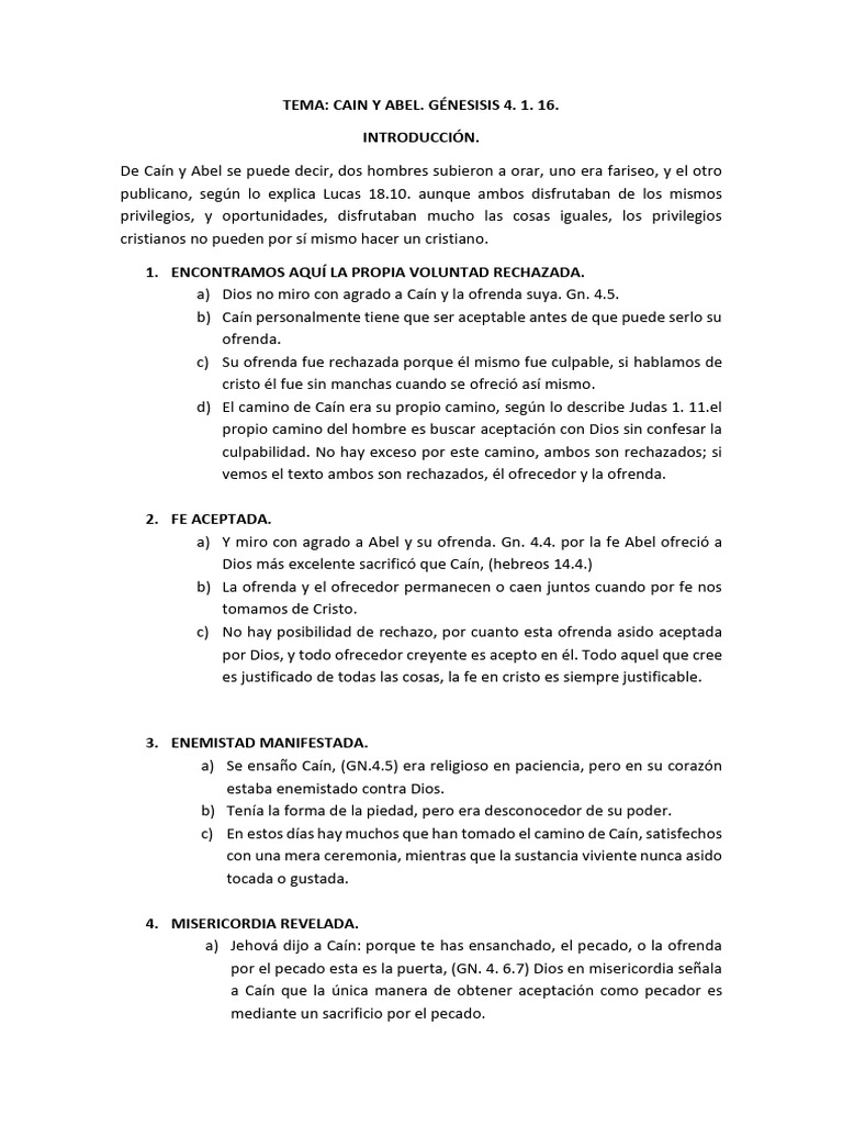 TEMA. Caín y Abel. | PDF