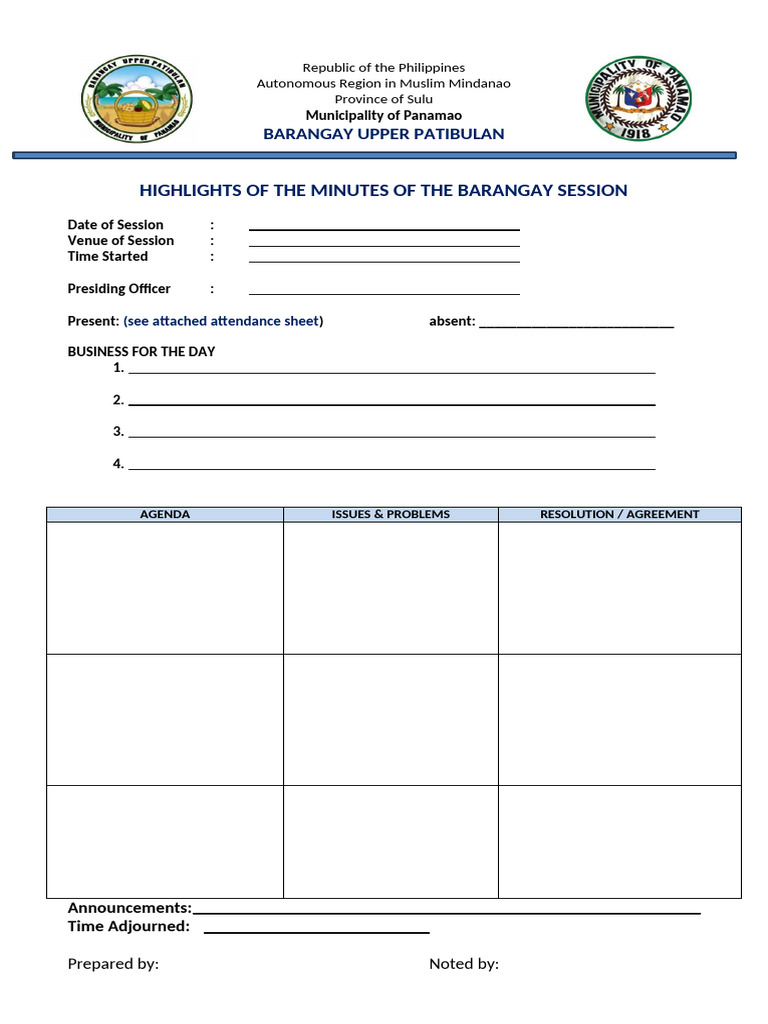 Upper Patibulan Brgy Report | PDF