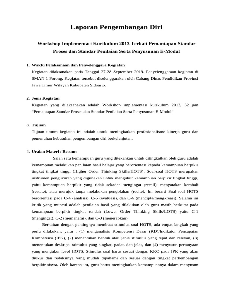 Laporan Pengembangan Diri-E Modul | PDF