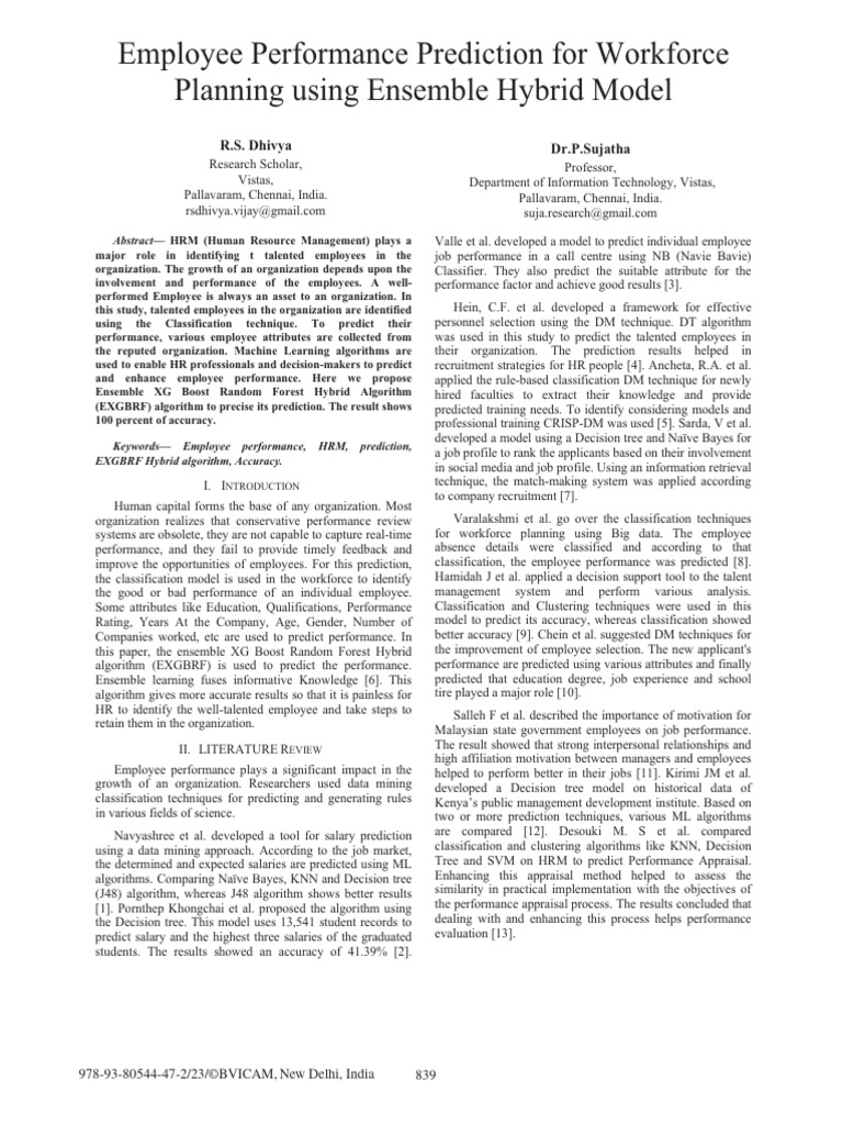 Employee Performance Prediction For Workforce Planning Using Ensemble ...