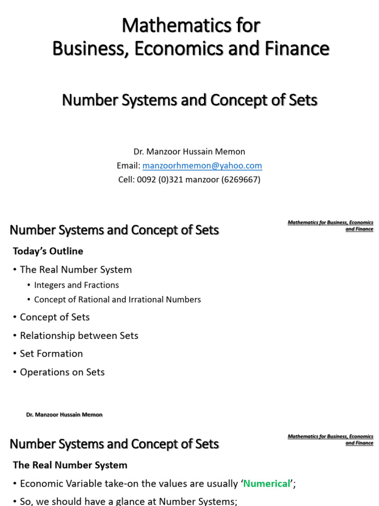 Lec3-Number Systems and Concept of Sets | PDF