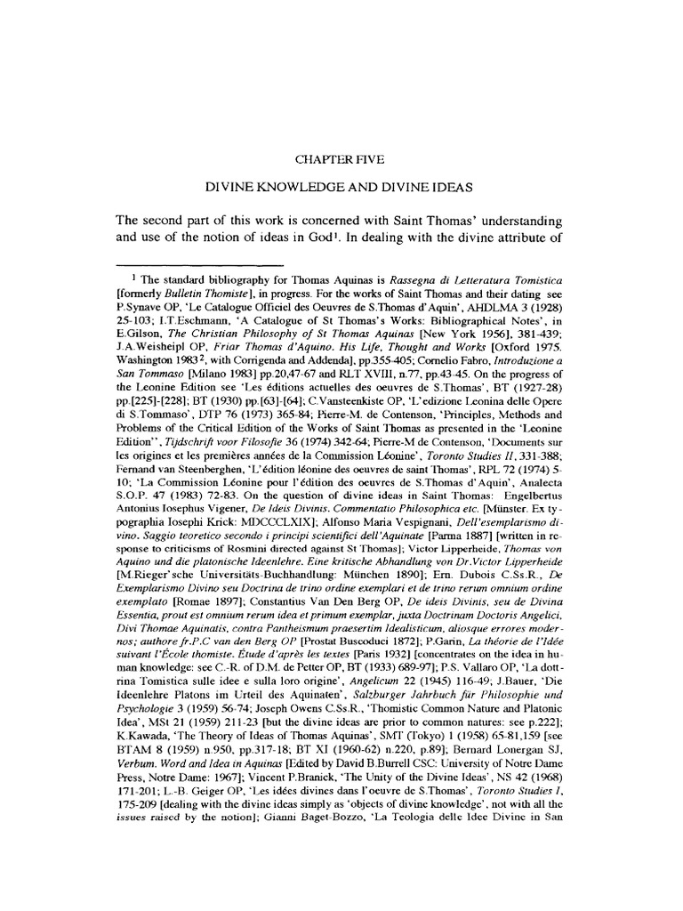 Chapter Five - Divine Knowledge and Divine Ideas | PDF
