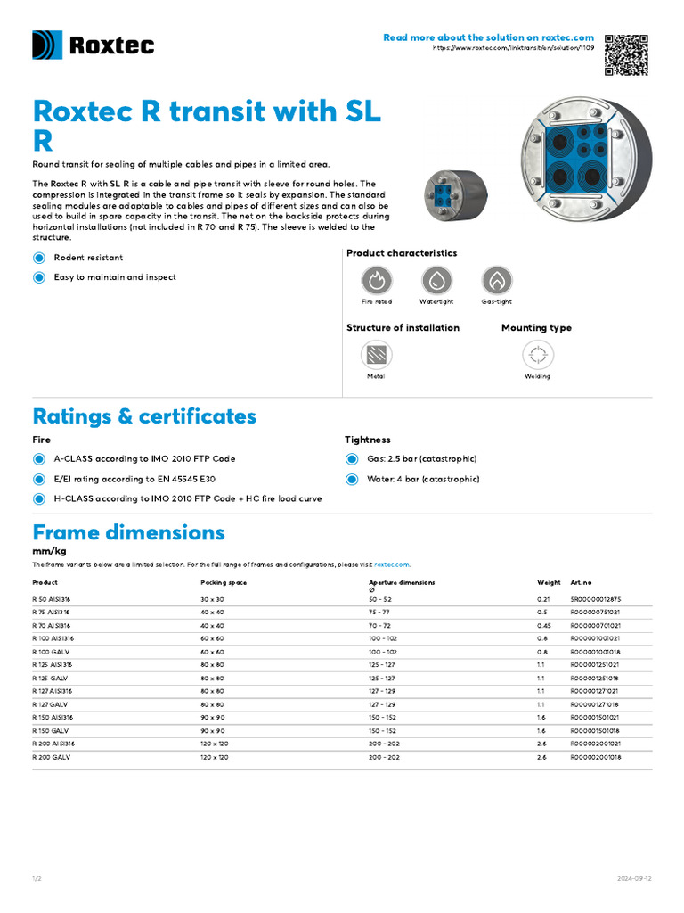 Roxtec R Transit With SL R | PDF
