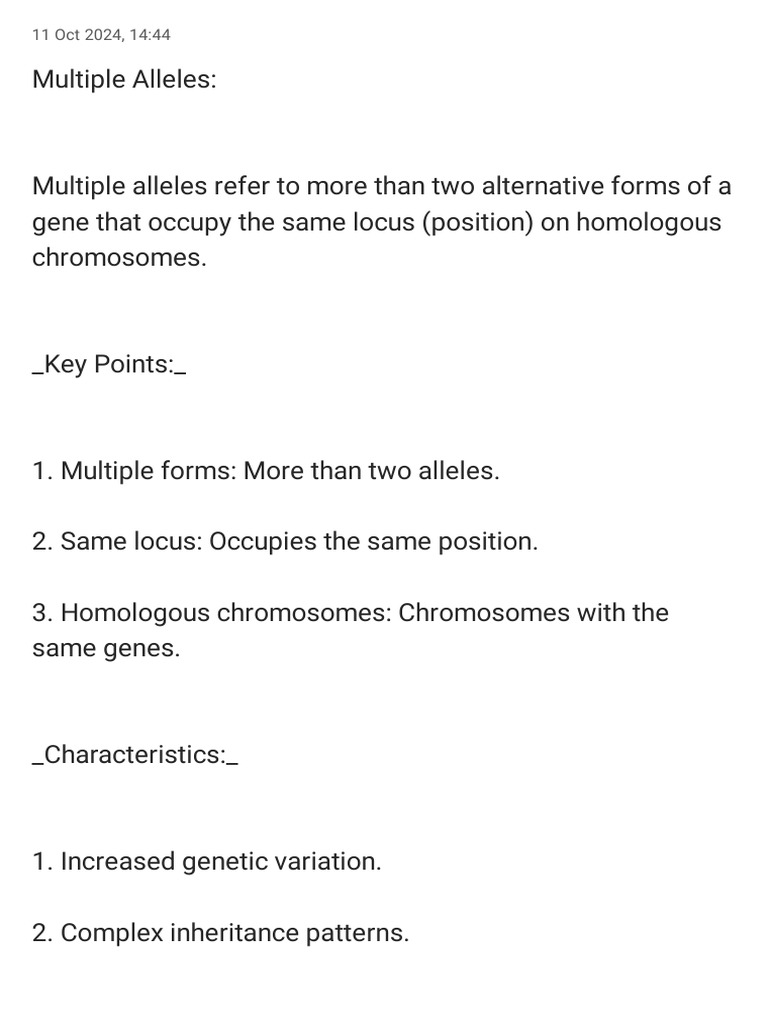 Multiple Alleles and Sex | PDF