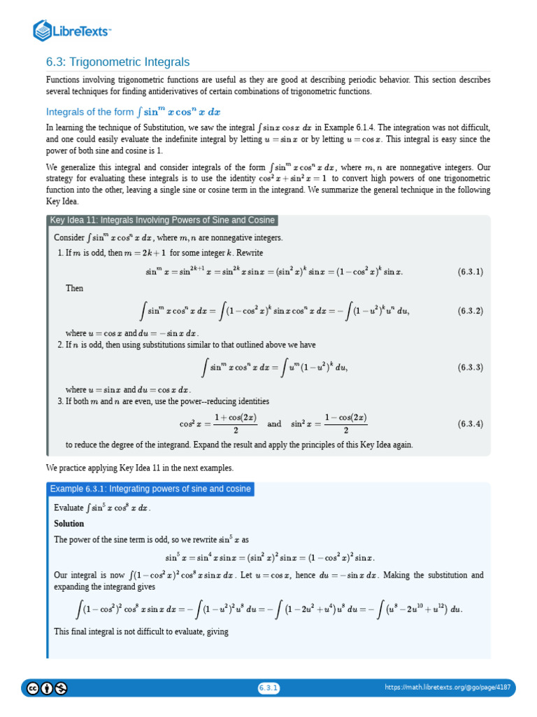 .Arch6.3! Trigonometric Integrals | PDF