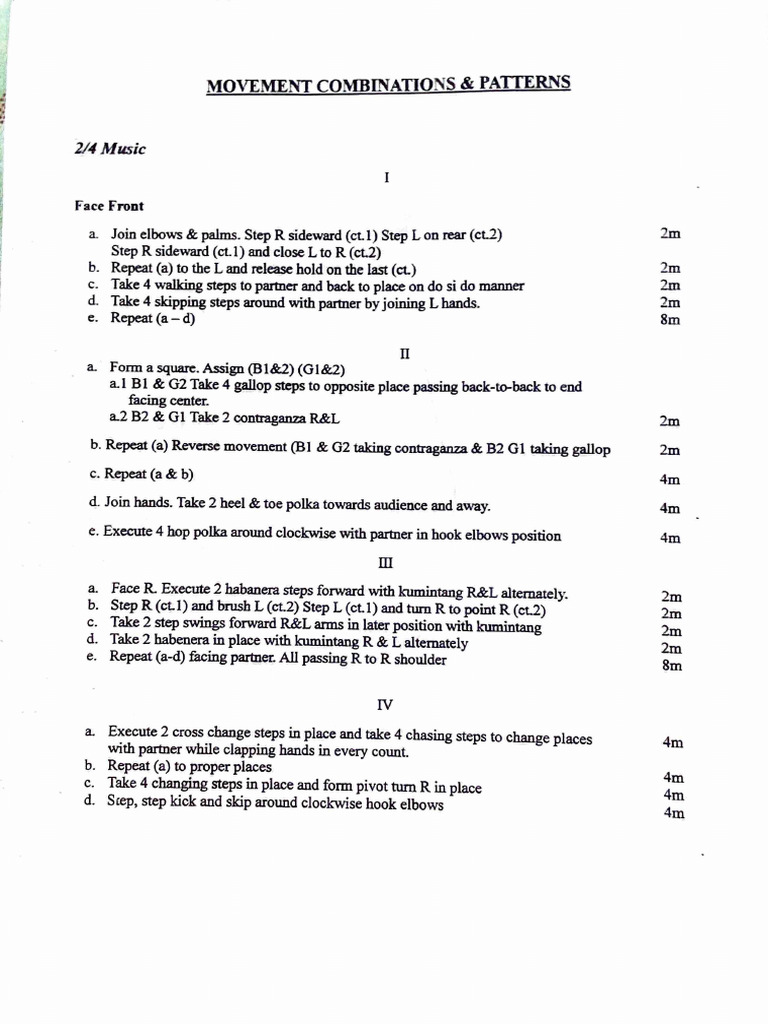 Movement Combinations and Patterns | PDF | Dances