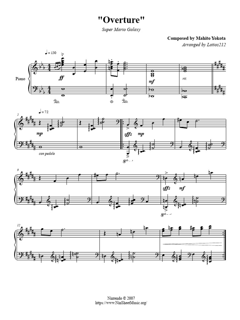 Super Mario Galaxy - Overture | PDF