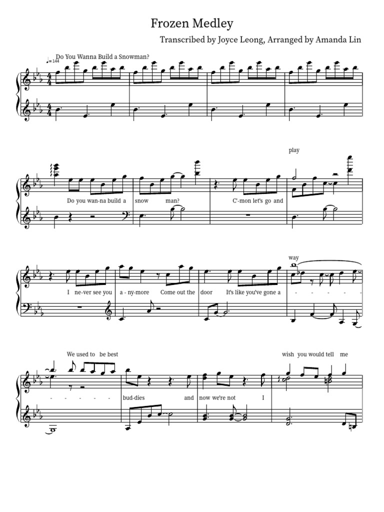 Frozen Medley Piano Sheets | PDF